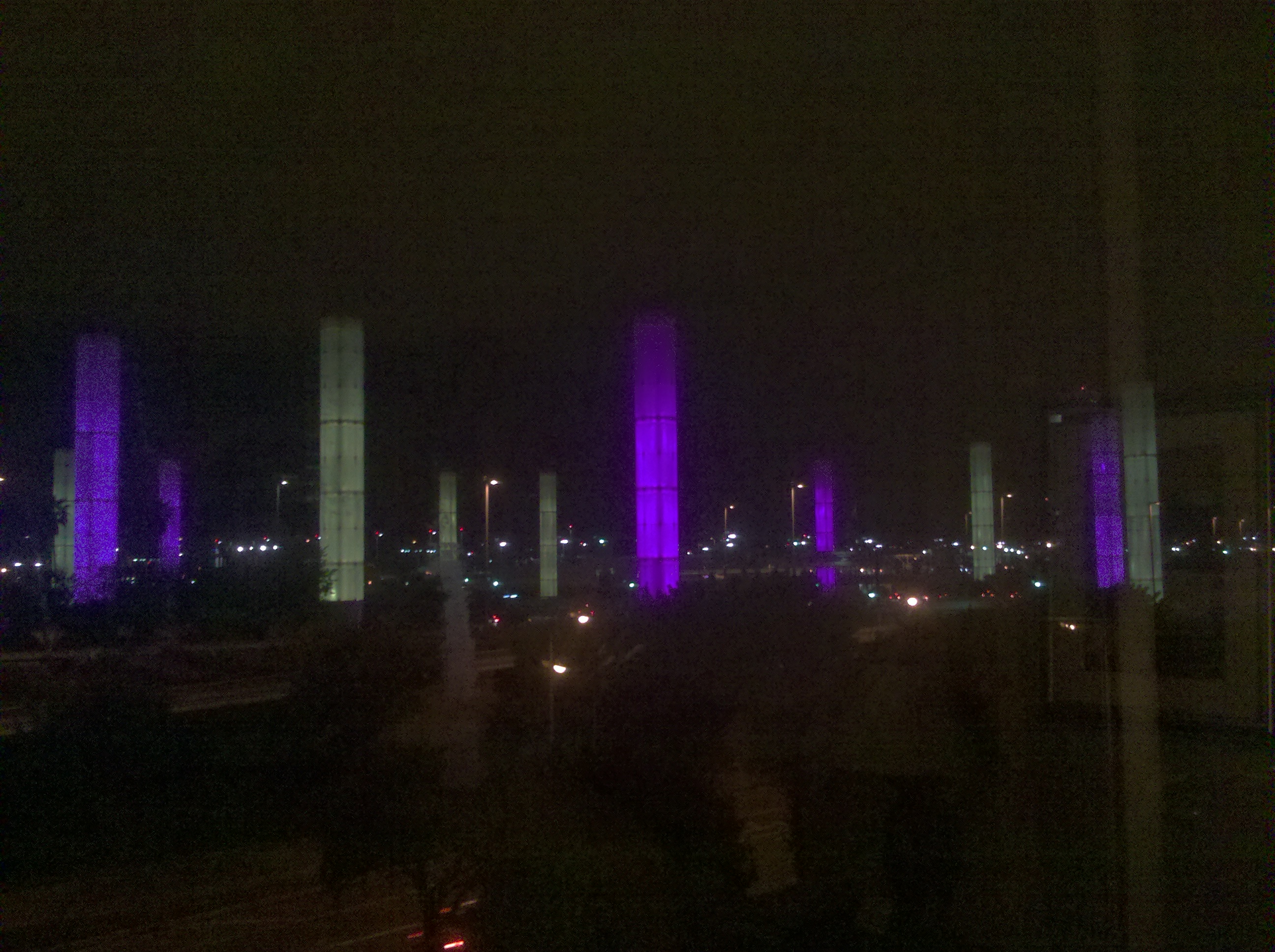 LAX Pillars purple green night skyline Los Angeles Airport – MarLa Sink ...